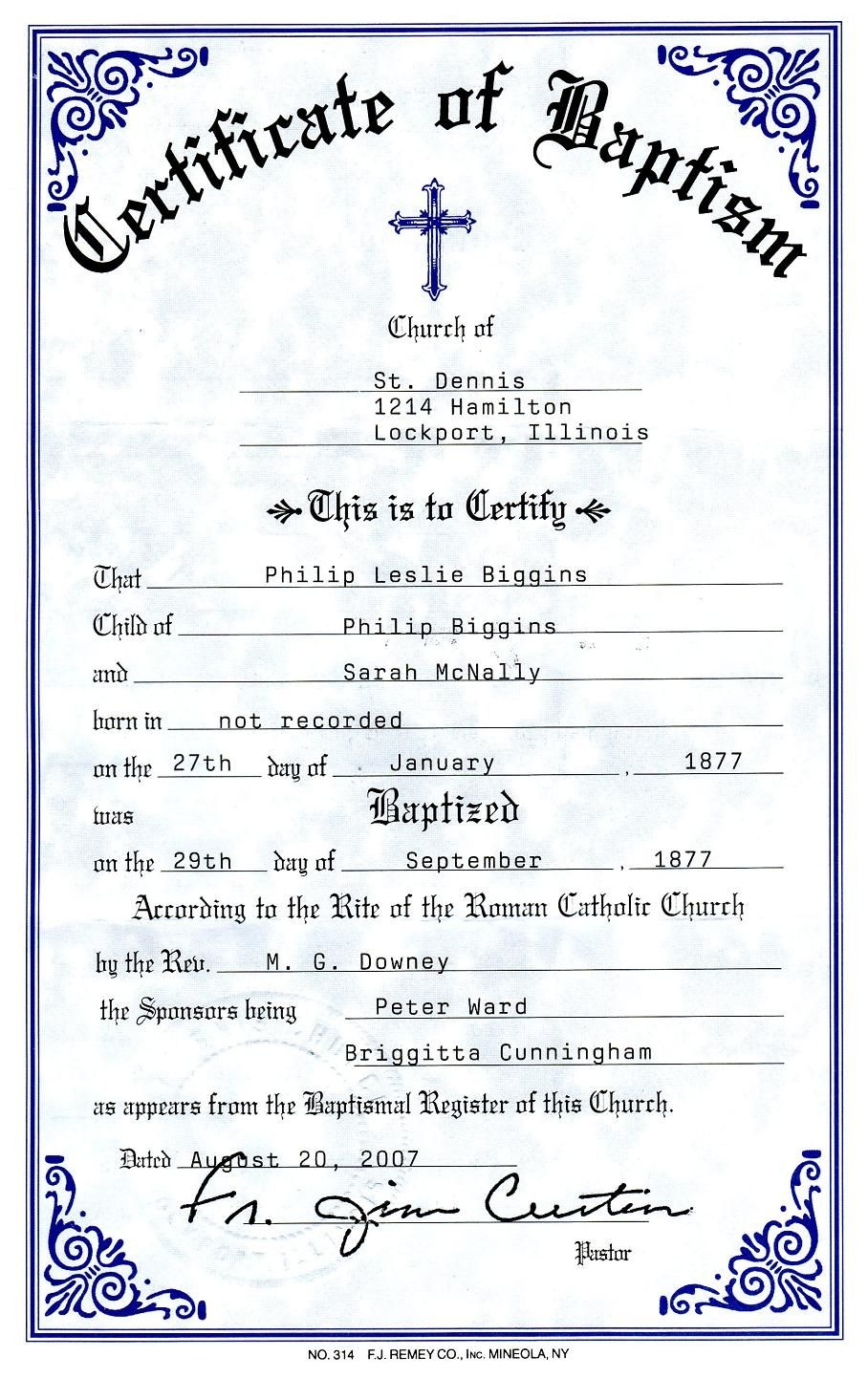 Printable Baptism Certificate Printable World Holiday