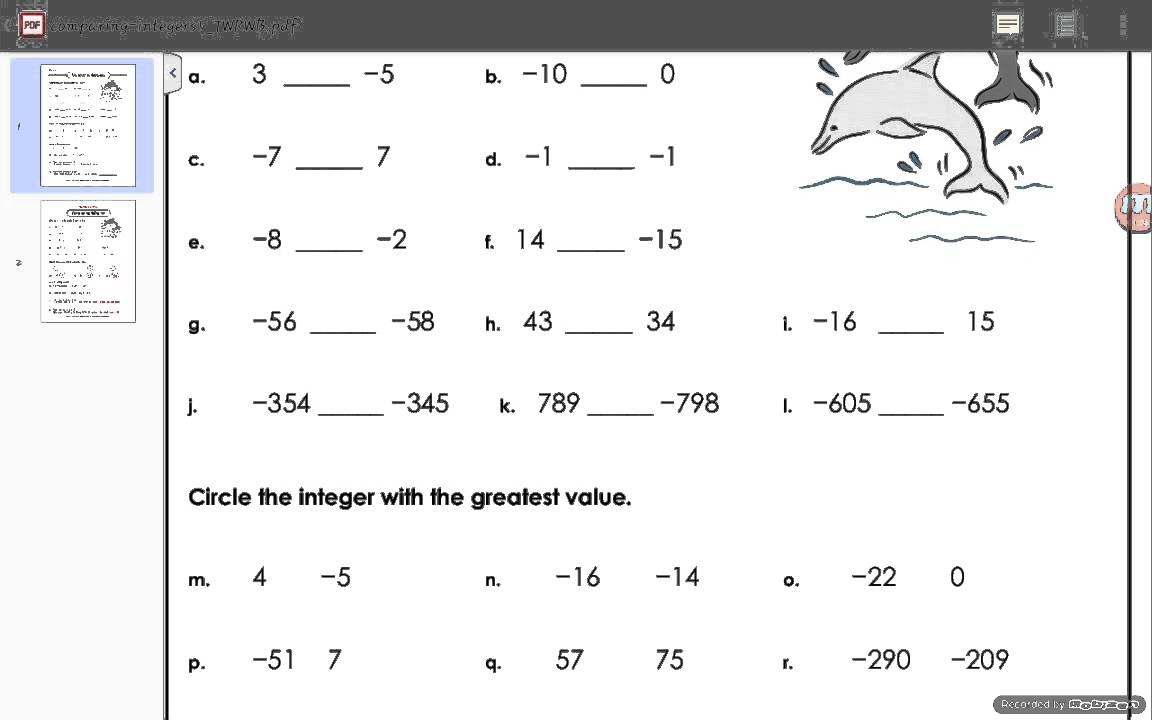 Free Printable Integer Worksheets Grade 7 Free Printable