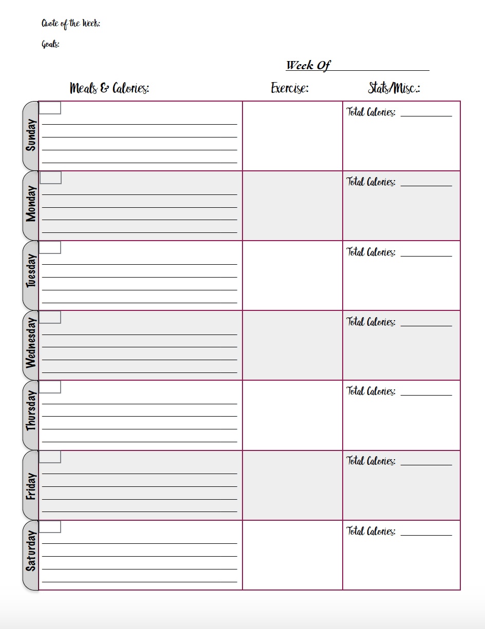 Free Printable Calorie Counter Sheet Free Printable