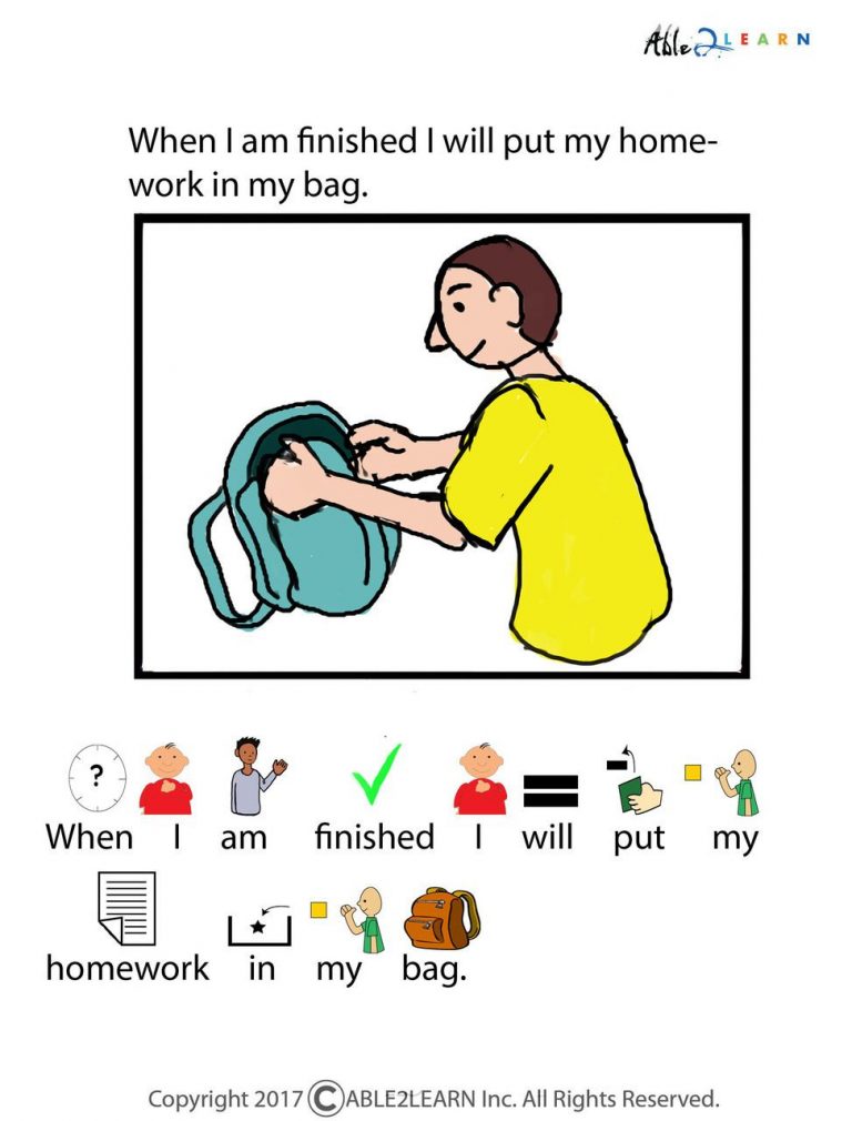 I Can Do My Homework Social Story: Pages 10 | Icons | Social Stories ...
