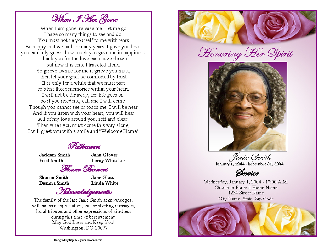Free Printable Funeral Program Template Free Printable
