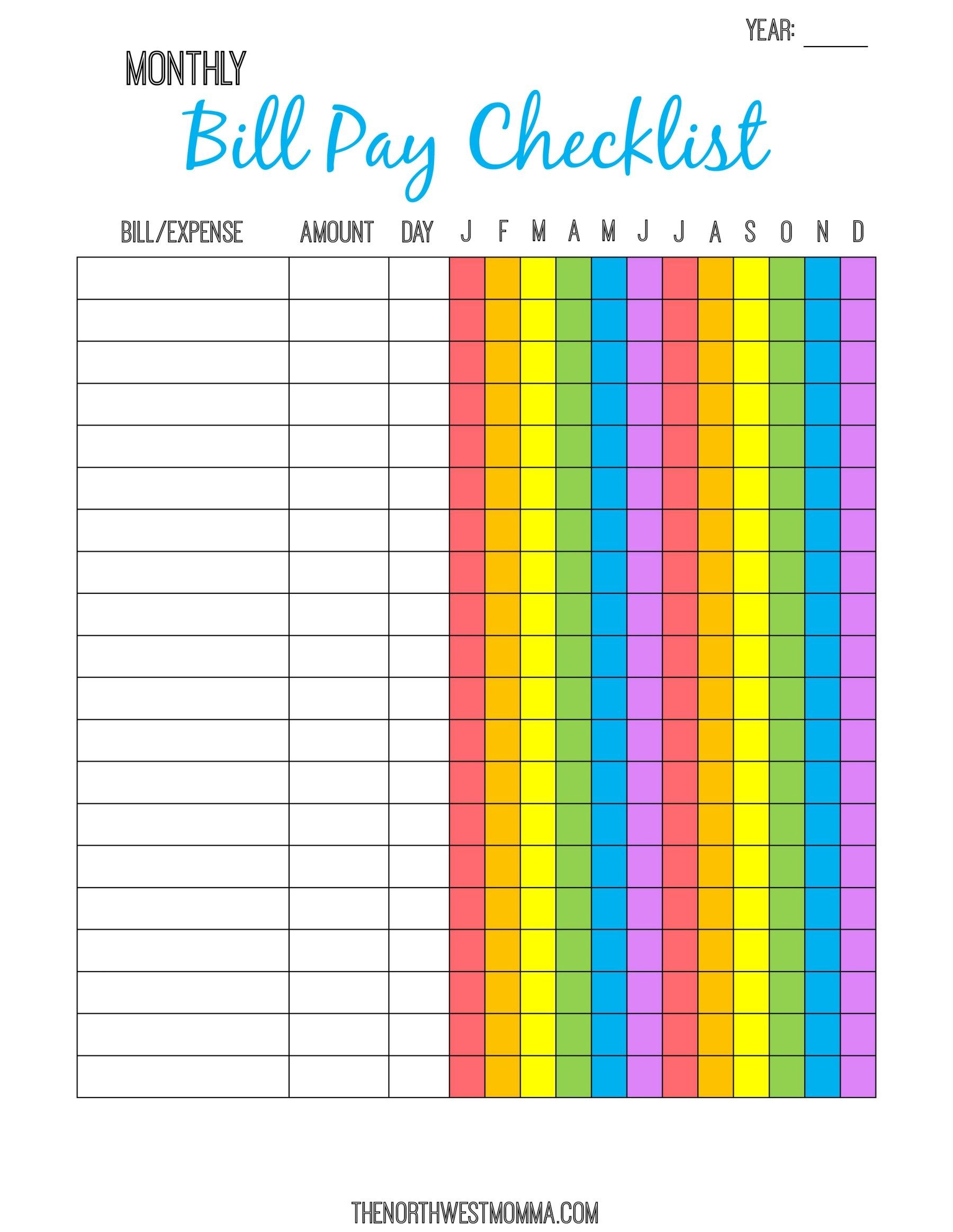 Monthly Bill Pay Checklist- Free Printable! | $ Saving Money - Free ... Monthly Bill Pay Checklist- Free Printable! | $ Saving Money - Free ...