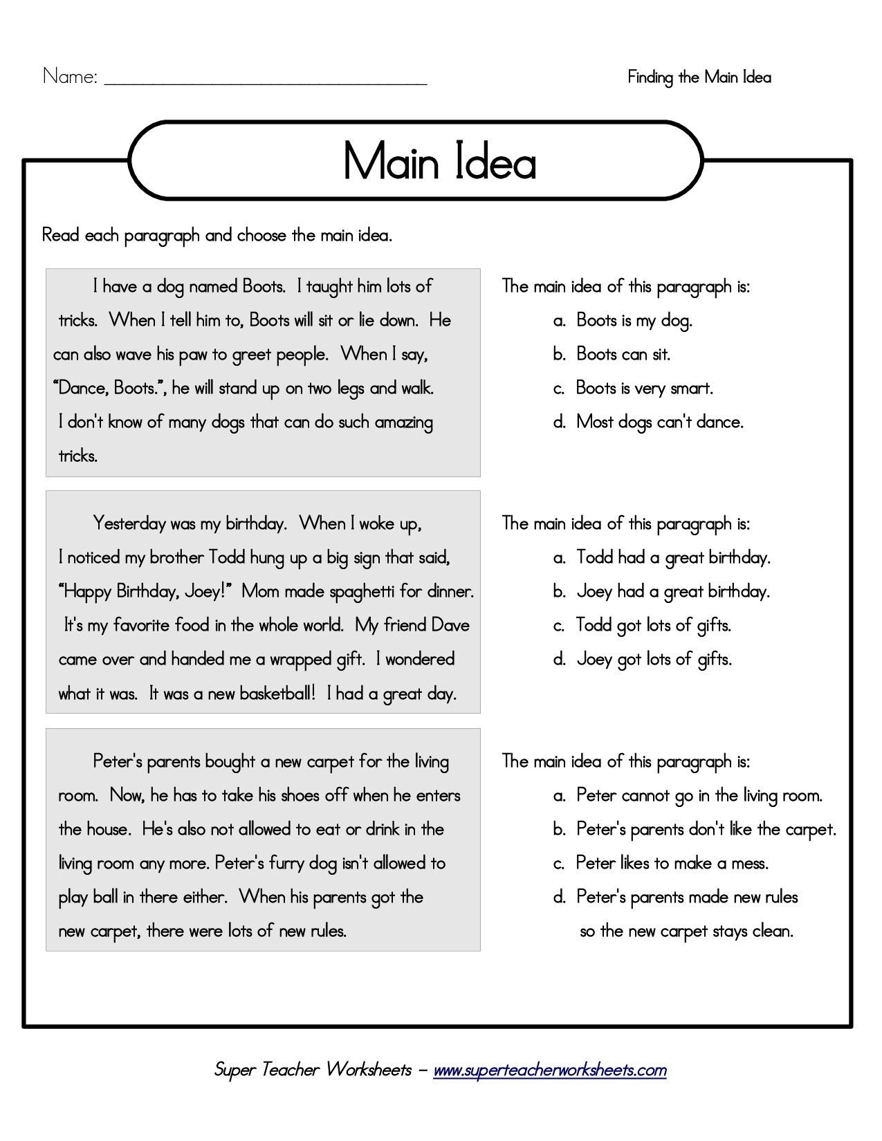 Free Printable Main Idea Worksheets Free Printable Free Printable Main Idea Worksheets Free Printable