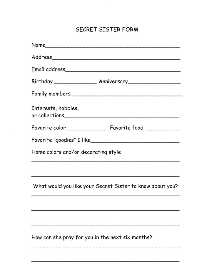 Printable Secret Pal Forms - Printable Forms Free Online