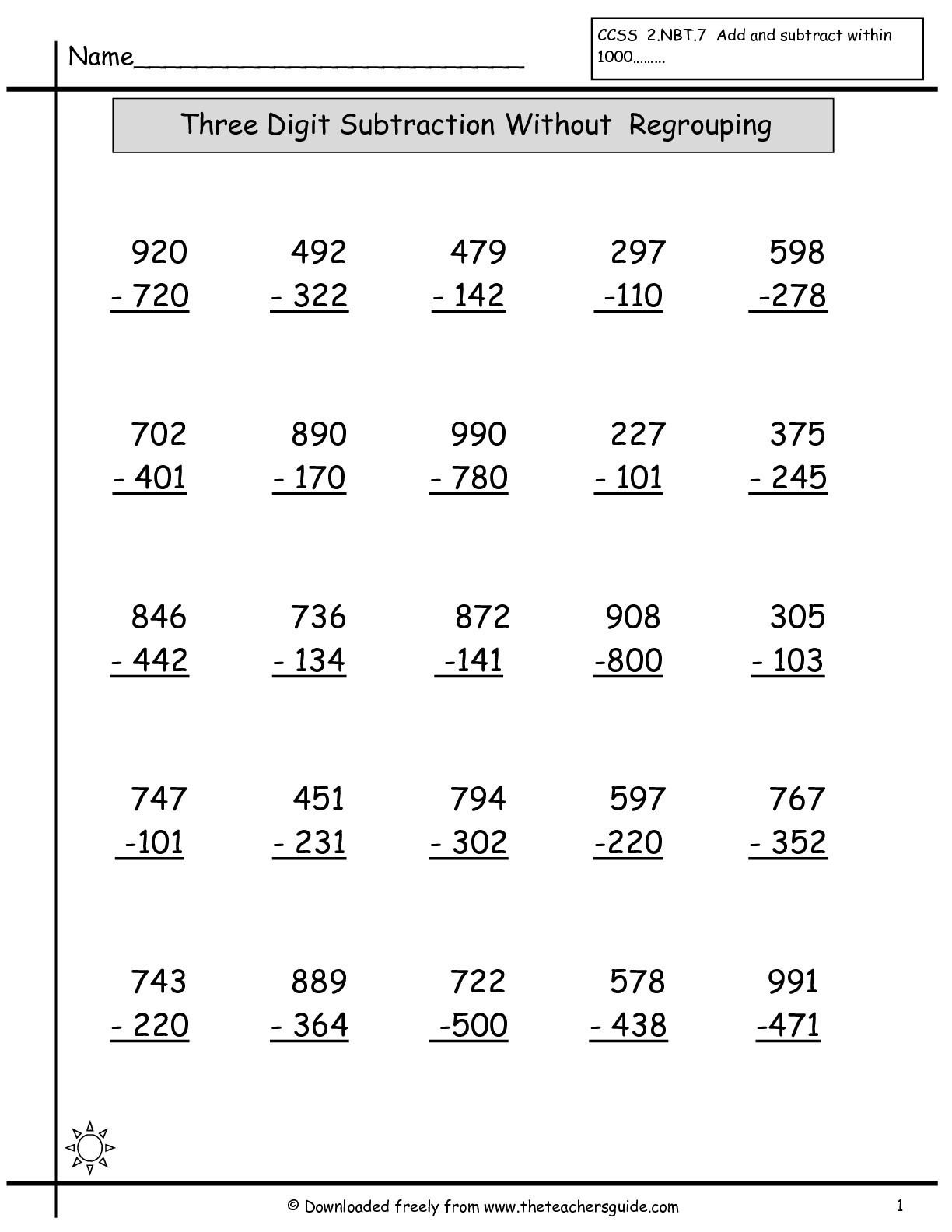 3 digit Subtraction With Regrouping Coloring Worksheets Free