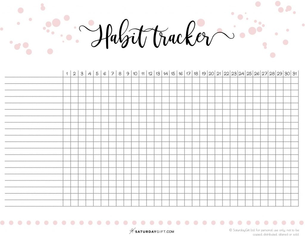 40 Ideas To Track In Your Daily Habit Tracker Free Printable