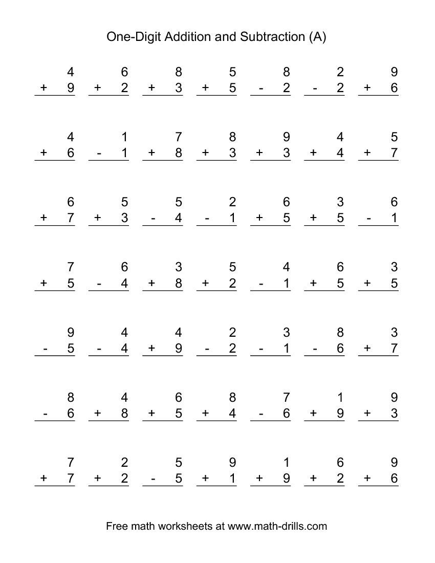 Free Printable Addition And Subtraction Worksheets For Preschoolers