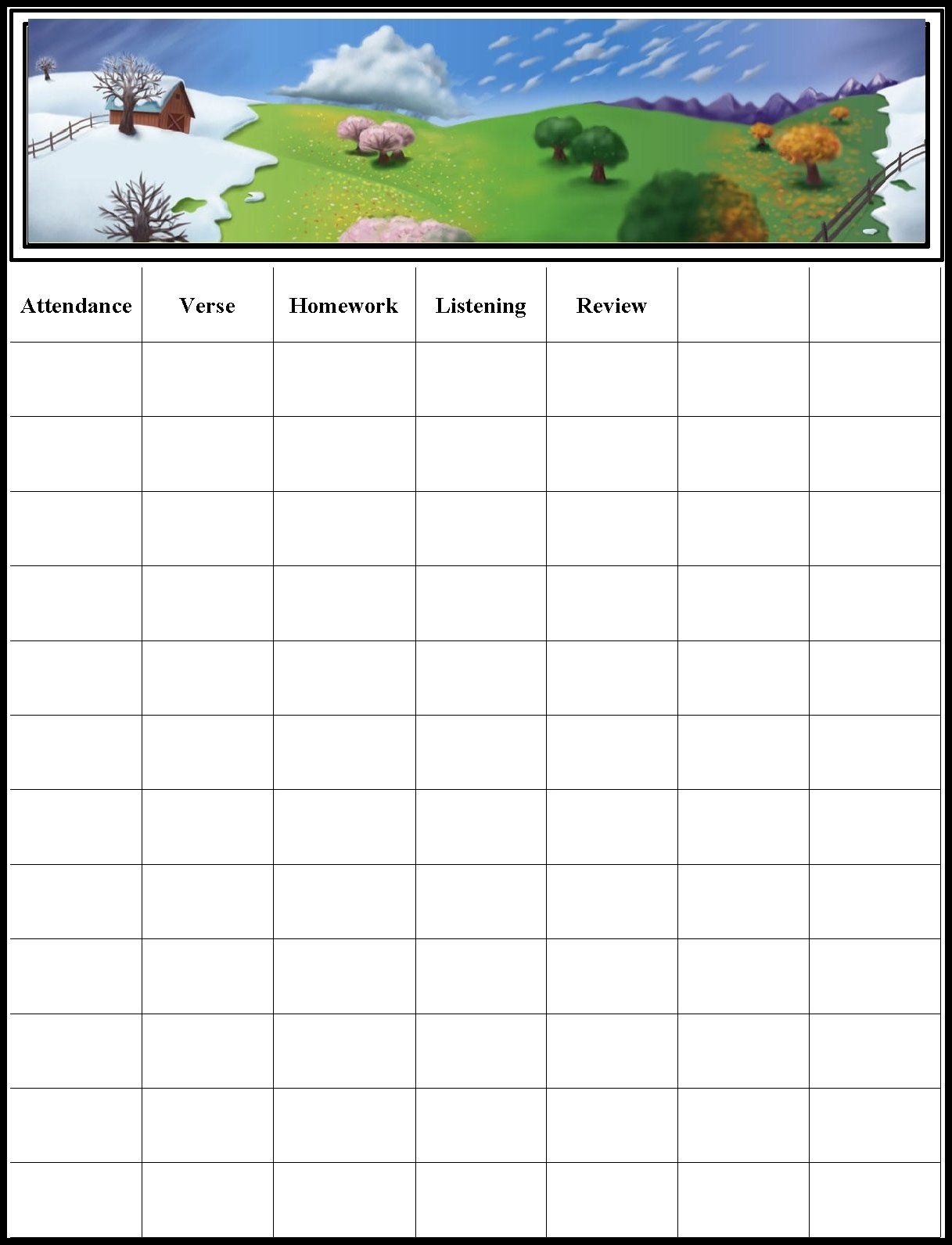 Free Printable Sunday School Attendance Sheet Free Printable