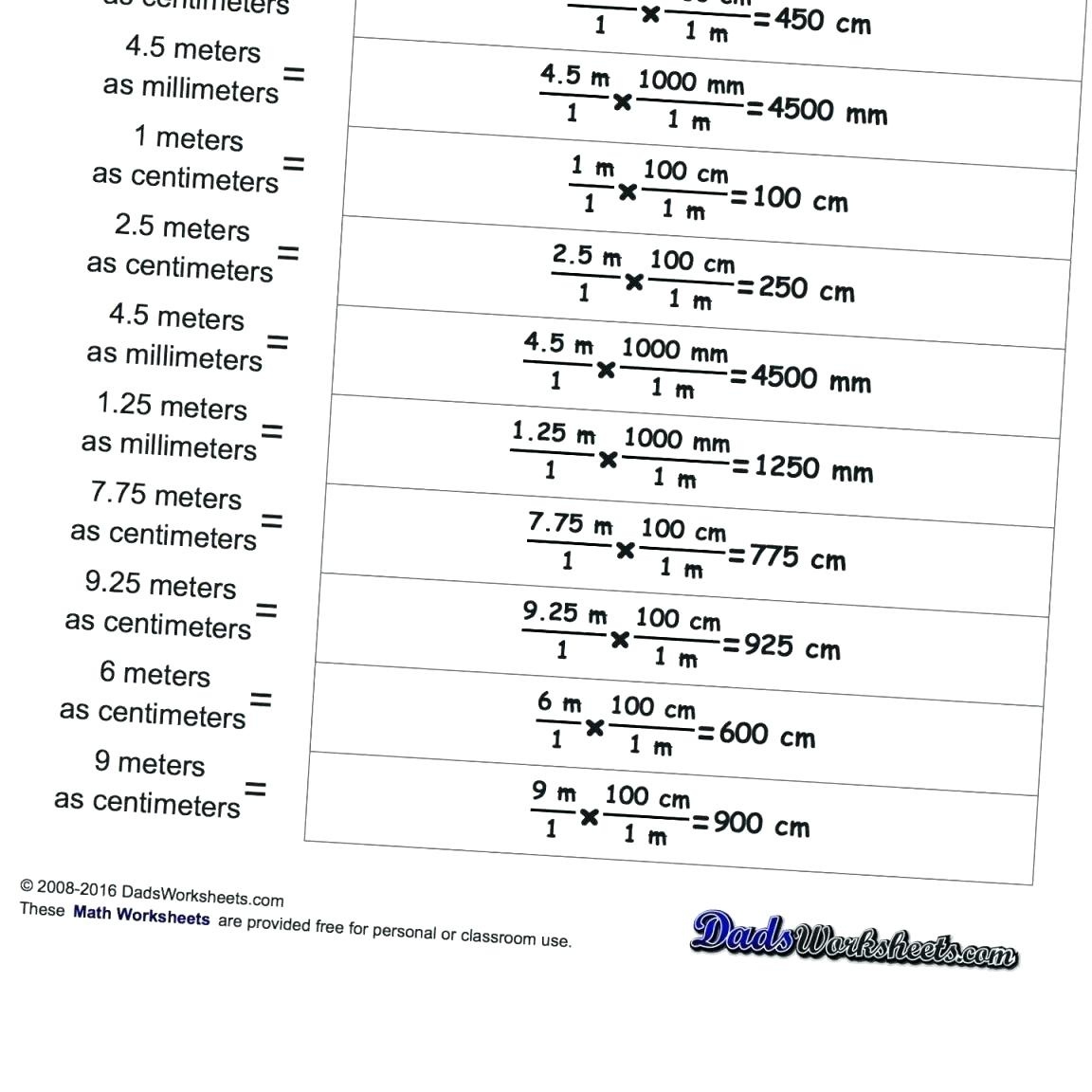 Conversion Prefixes Math Printable Printable Metric System Math Free