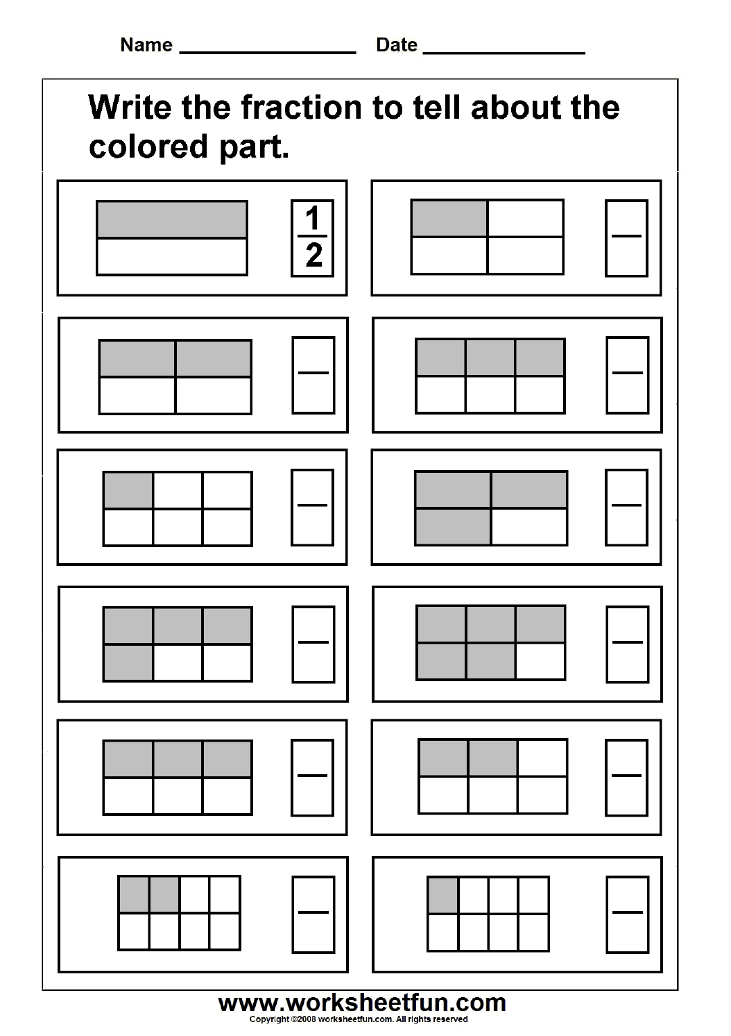 Free Printable First Grade Fraction Worksheets Free Printable Free Printable First Grade Fraction Worksheets Free Printable