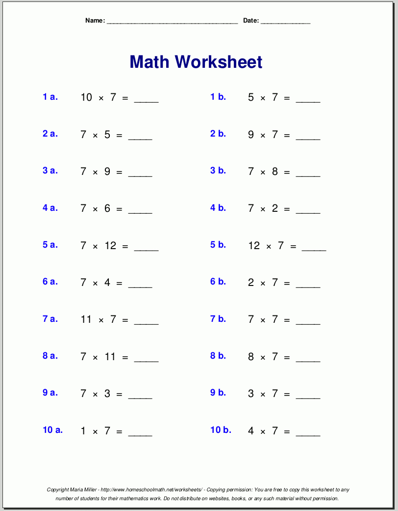 Free Printable Simple Math Worksheets Free Printable