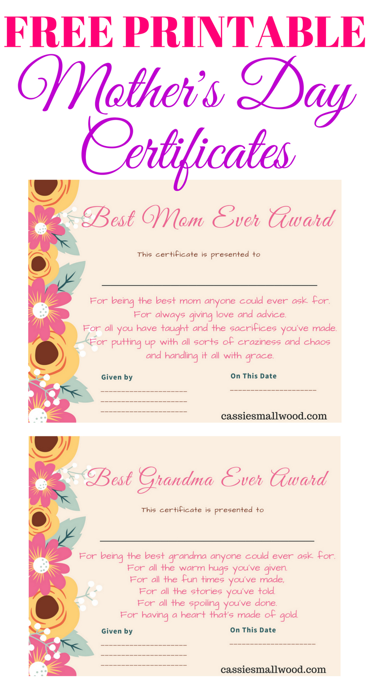 Mother s Day Certificate Template