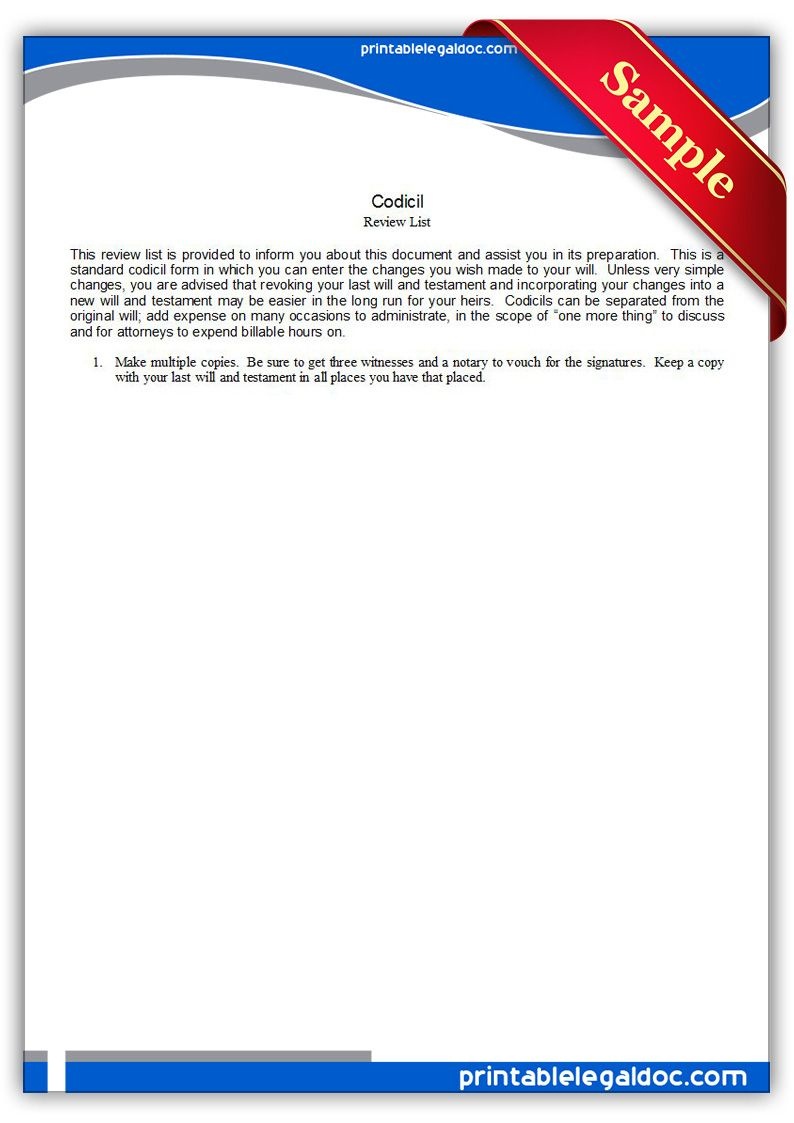 How To Write A Codicil With Sample Codicil Wikihow Free Printable