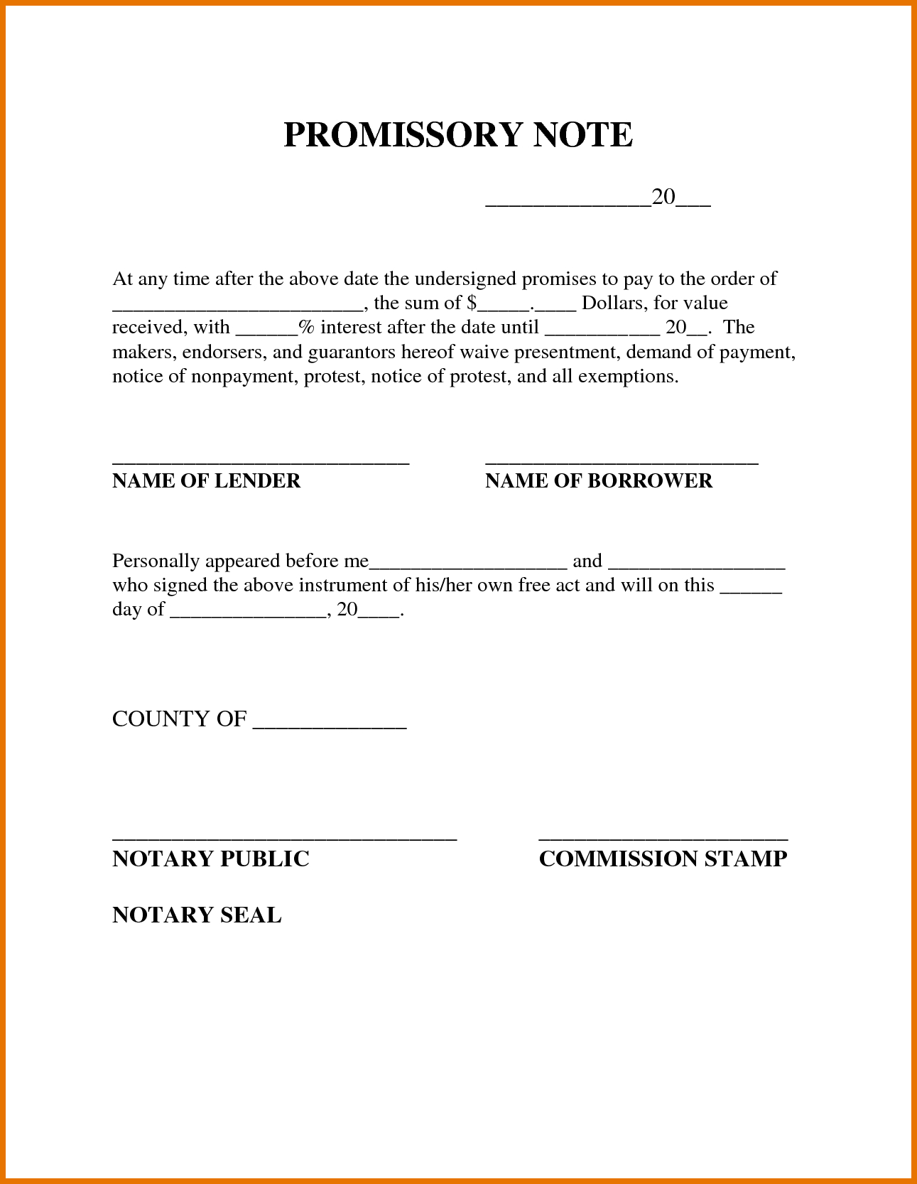 Free Printable Promissory Note Printable Templates