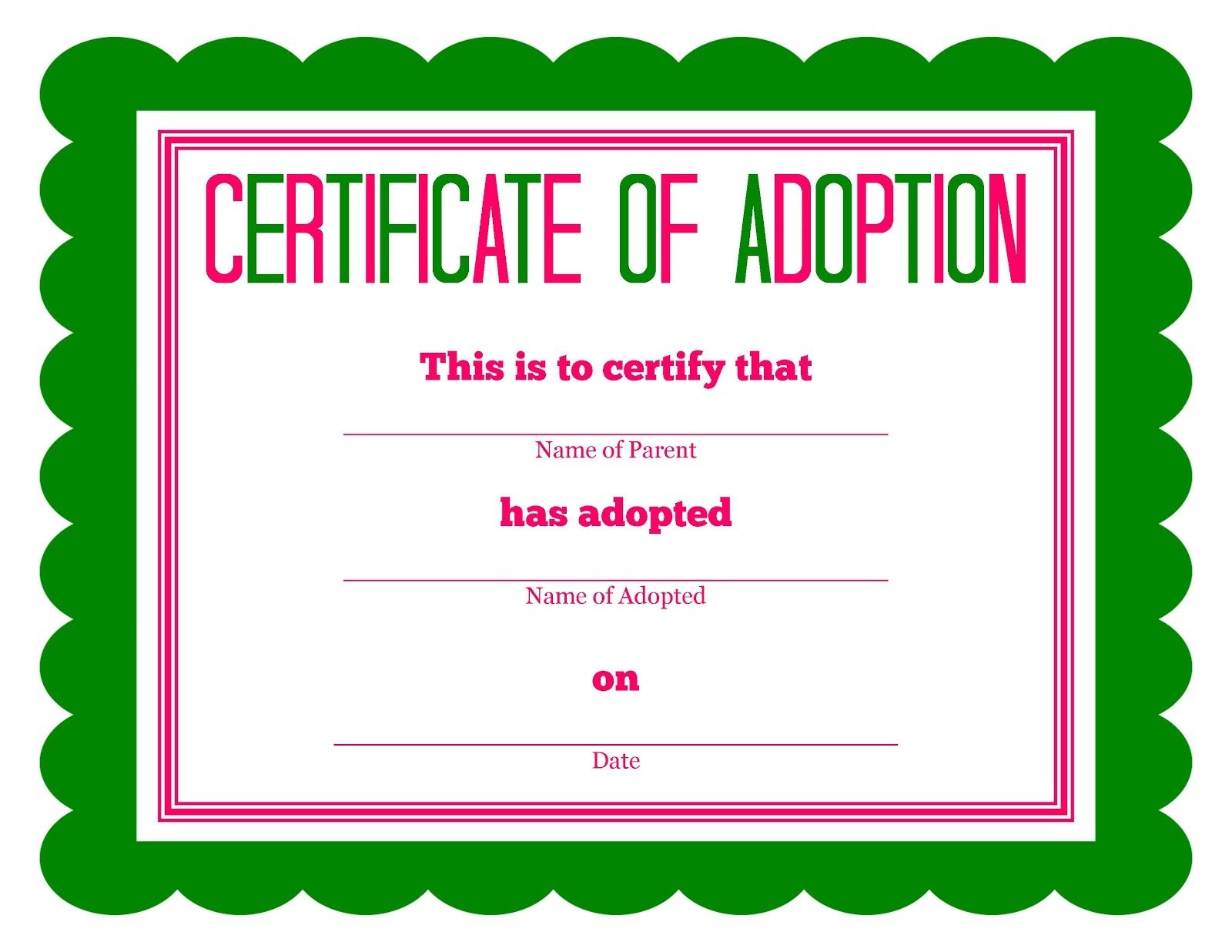 Free Printable Stuffed Animal Adoption Certificate Printable Templates