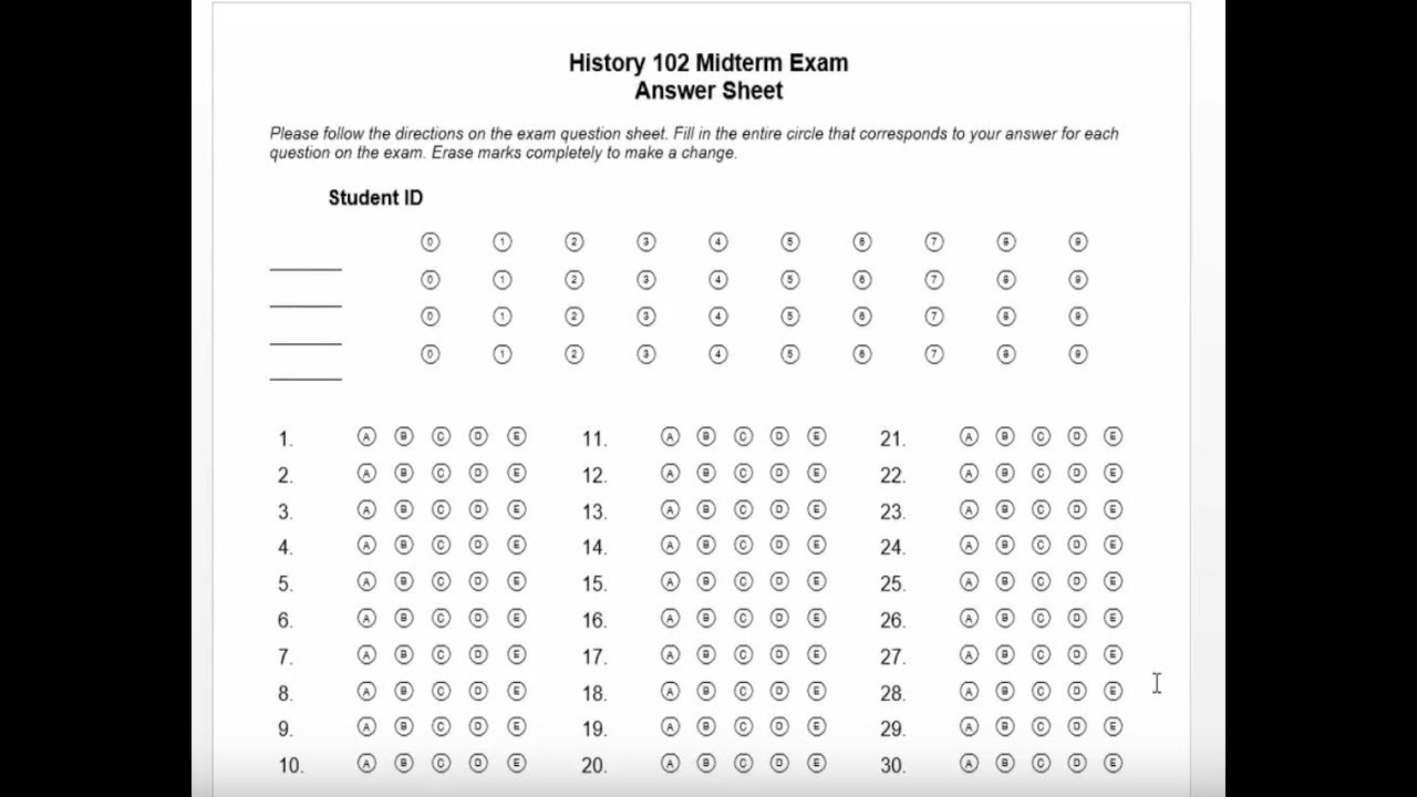 How To Create A Multiple Choice Test Answer Sheet In Word For Remark 