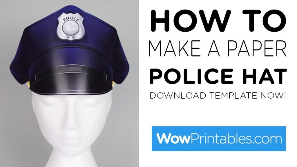 How To Make A Paper Police Hat Printable Template Youtube Free 