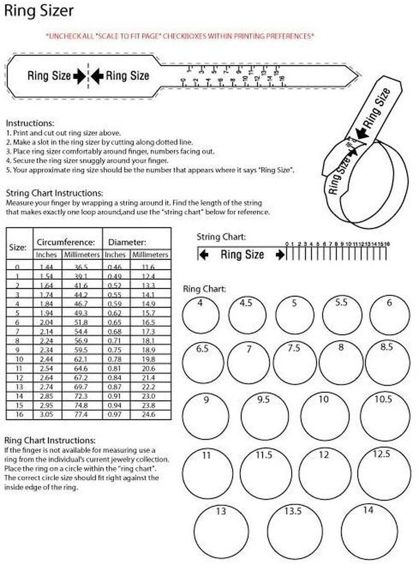 Ring Size Chart Free Printable Printable World Holiday