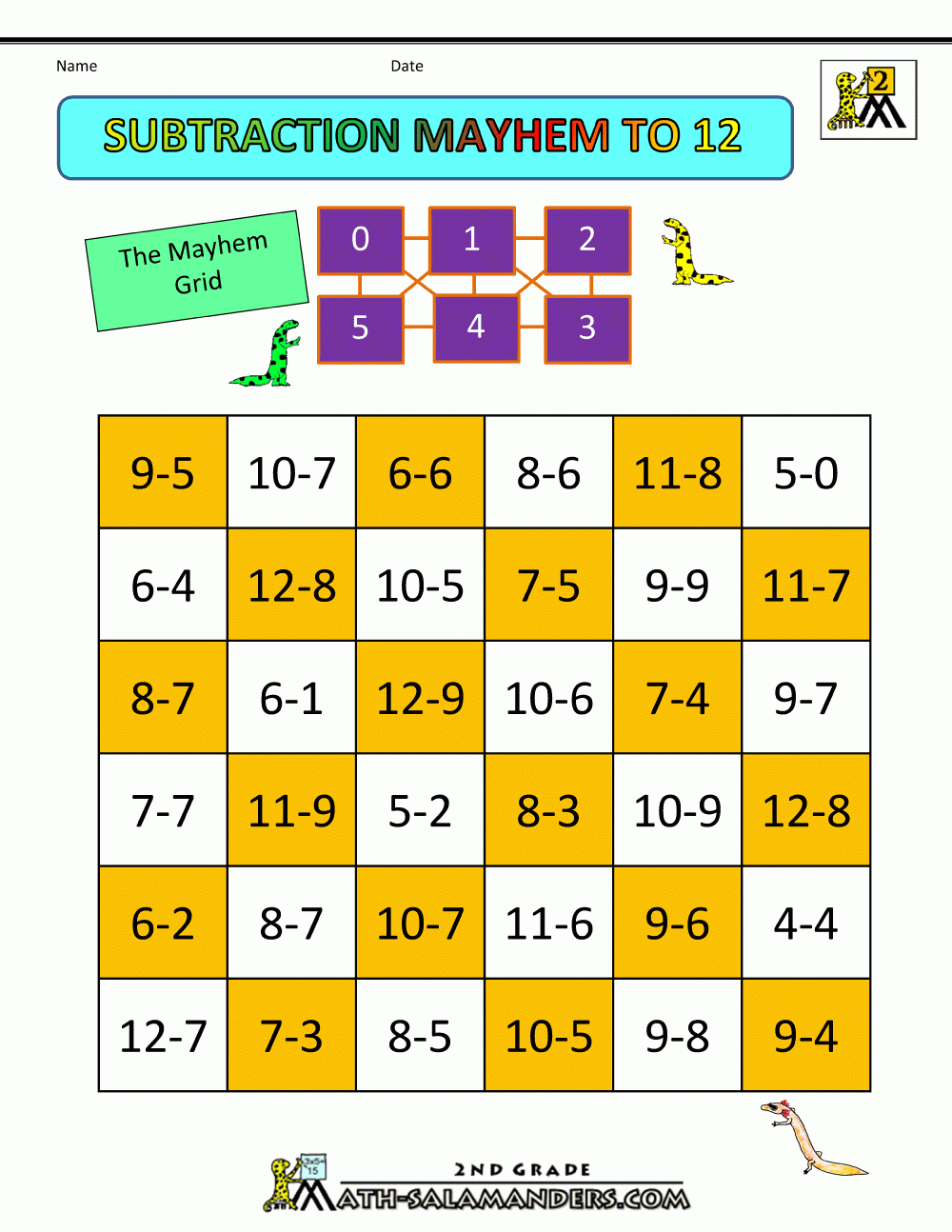 Subtraction Games 2Nd Grade Free Printable Maths Games Free Printable