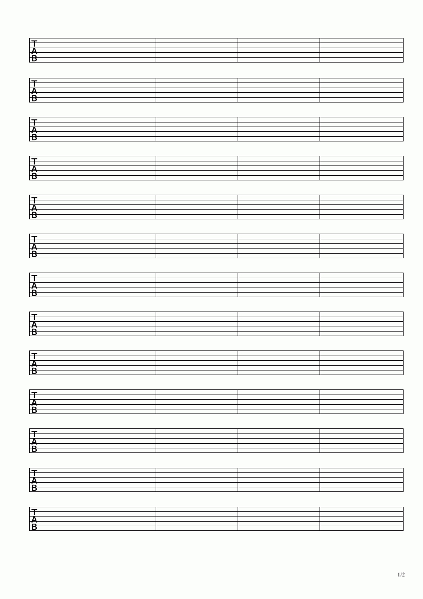 Printable Guitar Tab Paper