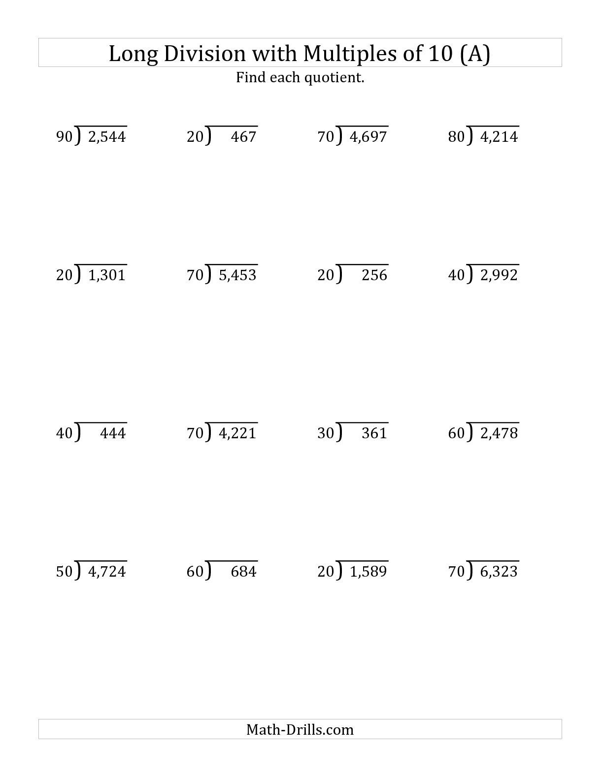 Long Division Worksheets Grade