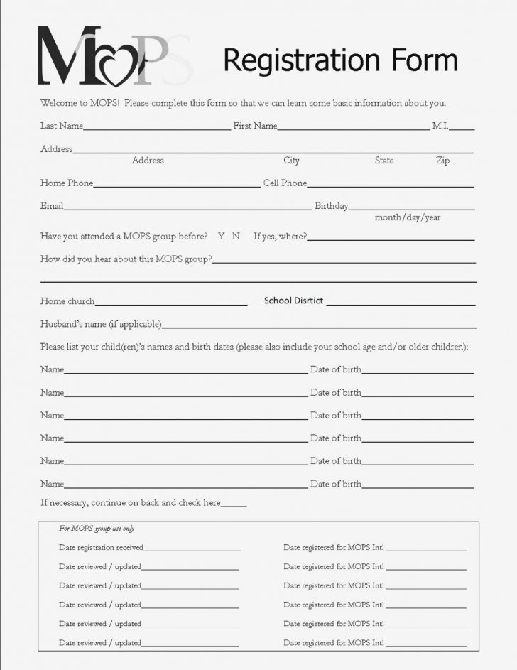 Printable Registration Forms